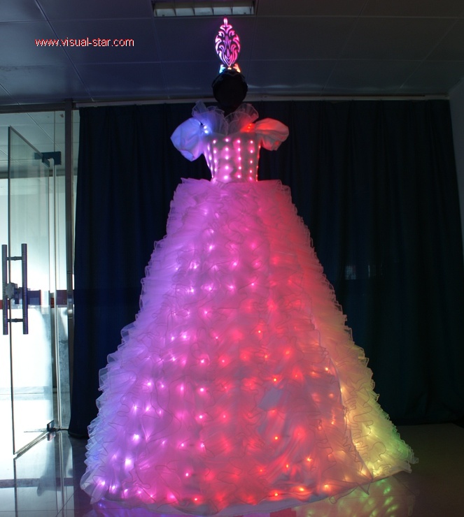 led stilts dress,led dress,led wedding dress