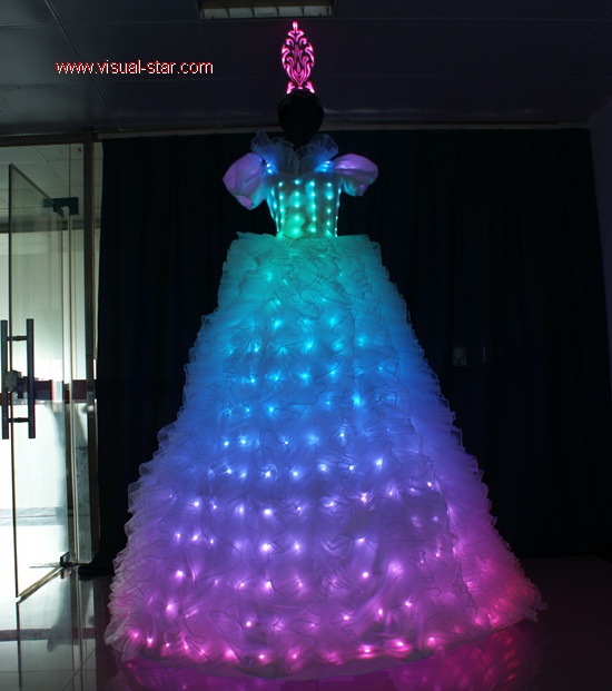 led stilts dress,led dress,led wedding dress
