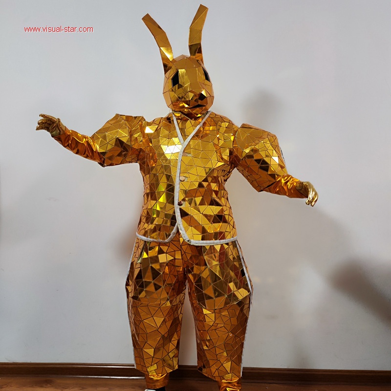 mirror bunny costume,mirror performance suit,rabbit costume