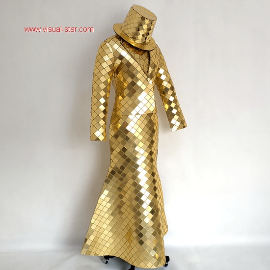 mirror dress,disco dress costume,gold disco costume