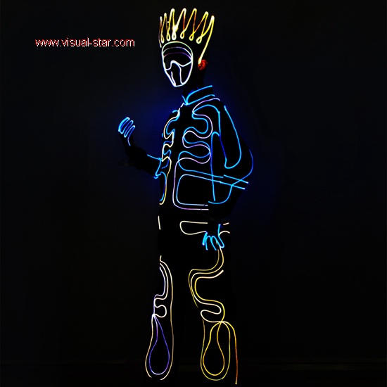 tron dancer,led dance suit,light up skeleton costume