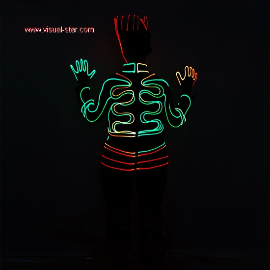 tron dancer,led dance suit,light up skeleton costume