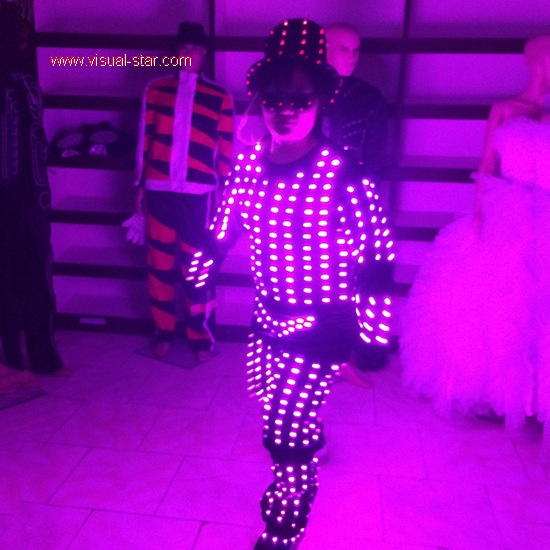 led clown costume,led performance costume,led light up clothing